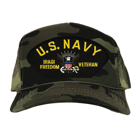 US Navy Iraqi Freedom Veteran Camo Mesh Back Cap - New Camo Mesh Caps ...