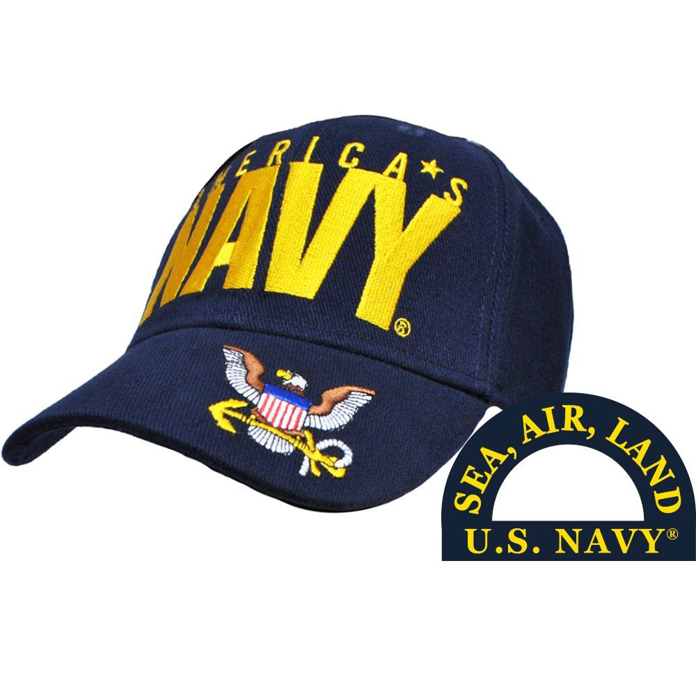 America's Navy Logo Embroidered Ball Cap - US Navy Caps - PriorService.com