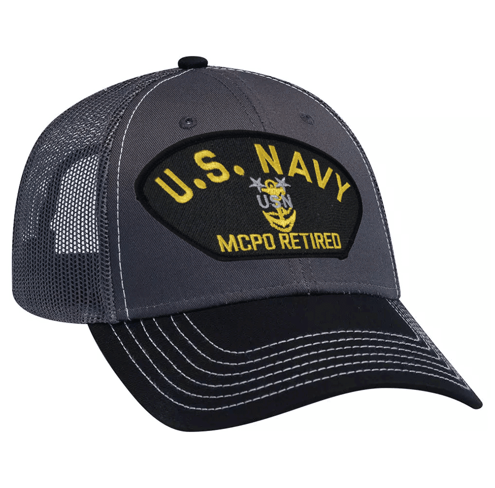 US Navy MCPO Retired Gray Mesh Back Cap - New Gray Mesh Caps ...