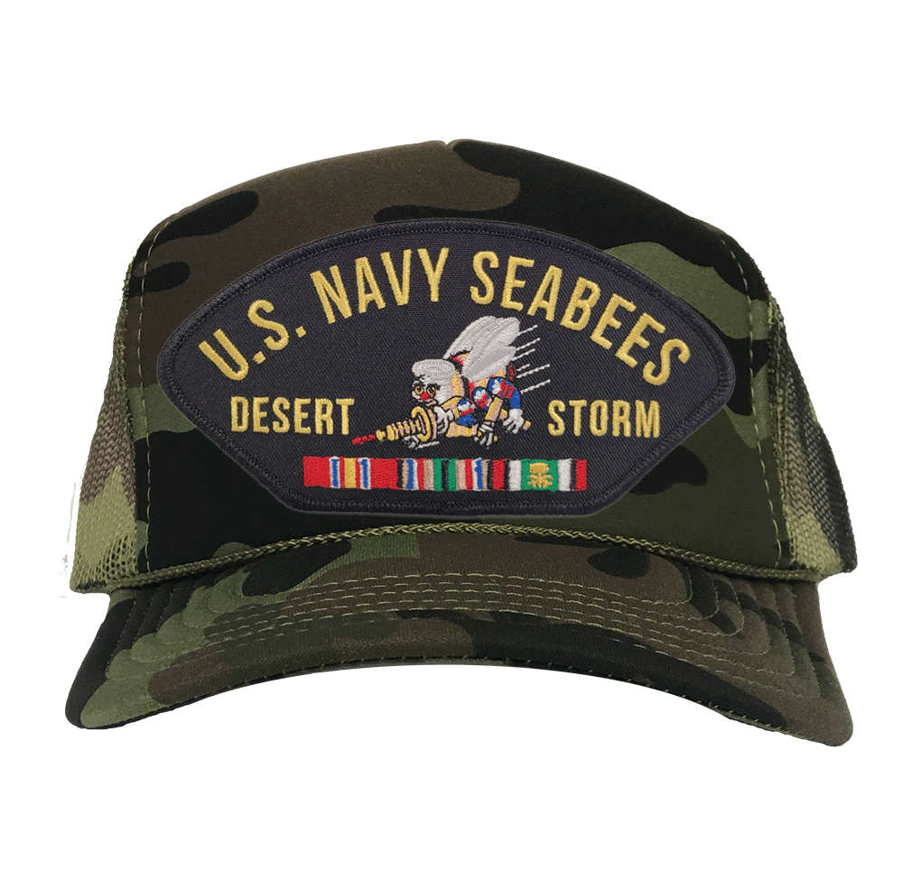 US Navy Seabees Desert Storm Ribbon Camo Mesh Cap - Desert Storm ...
