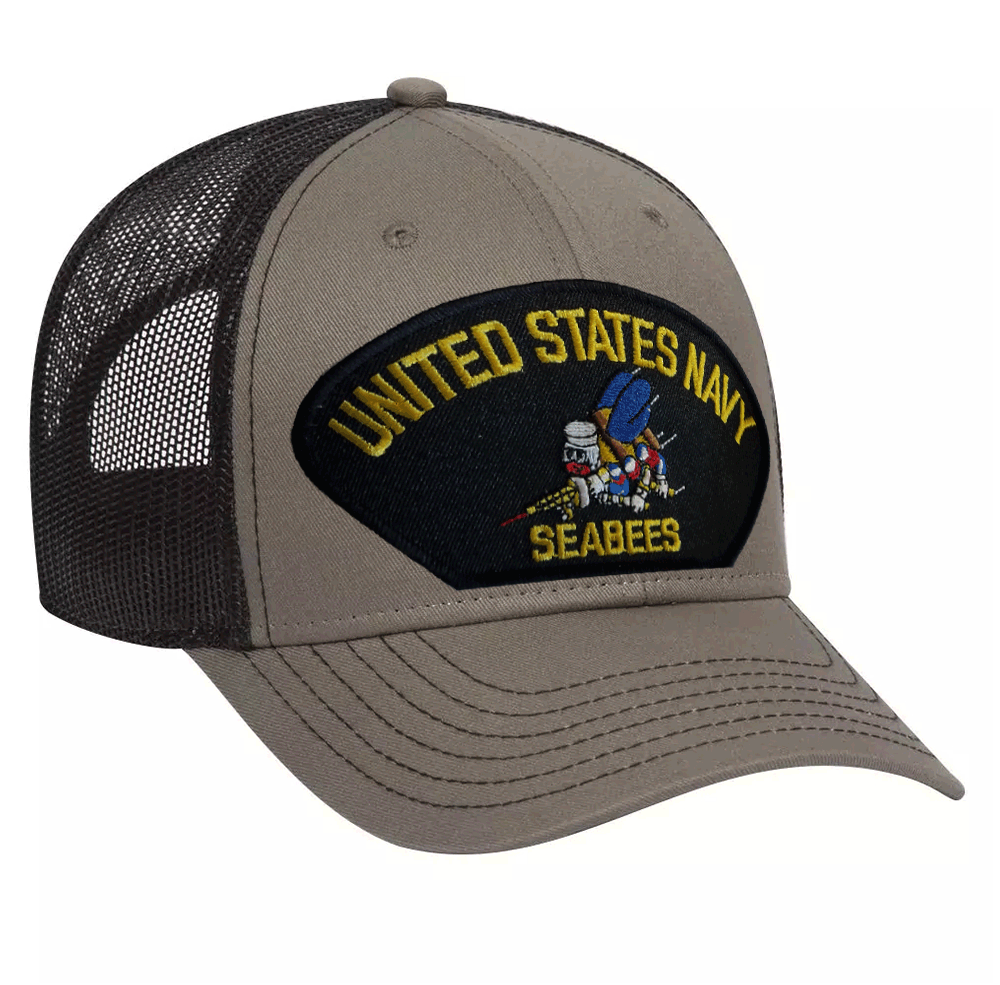 US Navy Seabees OD Green Mesh Back Cap - New OD Green Mesh Caps ...