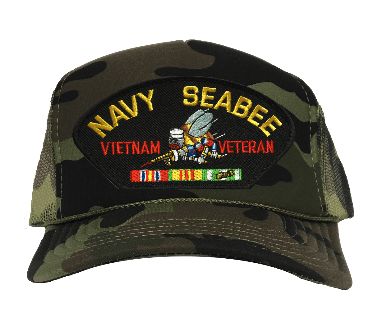 US Navy Seabees Vietnam Veteran Ball Camo Mesh Cap - New Camo Mesh Caps ...