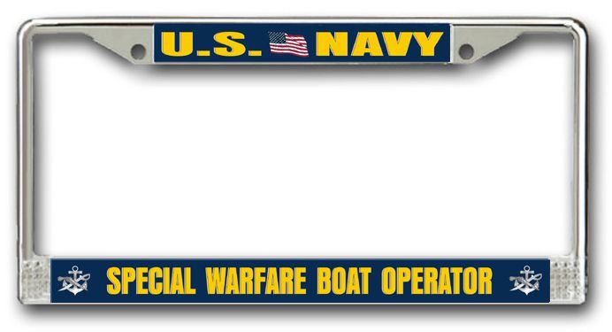 US Navy Special Warfare Boat Operator SB Chrome License Plate Frame ...