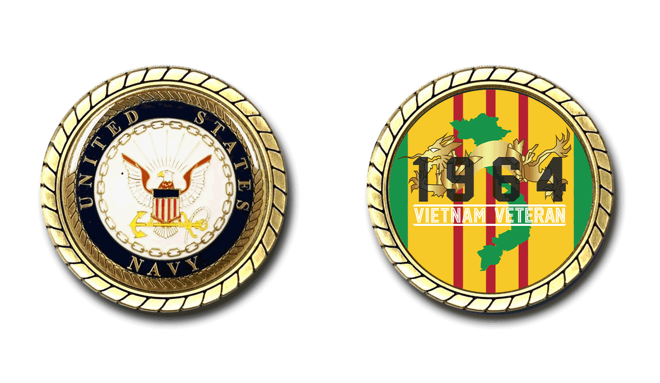 US Navy Vietnam Veteran 1964 Challenge Coin - US Navy Vietnam Year of ...