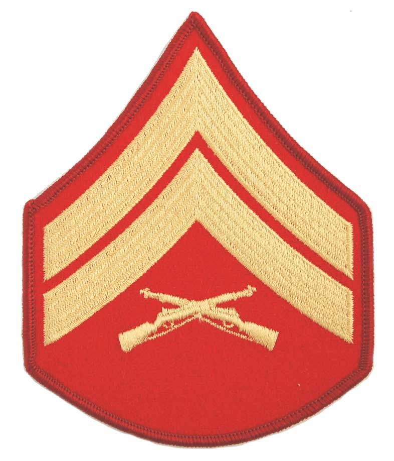 USMC Corporal E-4 Gold on Red Embroidered Chevrons - Marine Corps ...