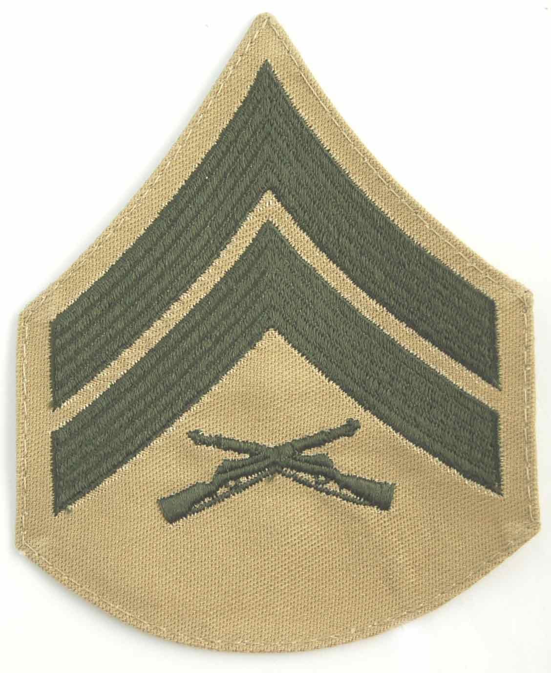 USMC Corporal E-4 Green on Khaki Embroidered Chevrons - Marine Corps ...