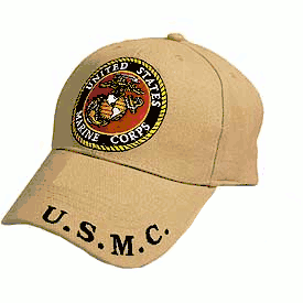 USMC Khaki Logo Embroidered Ball Cap - US Marine Corps Caps ...
