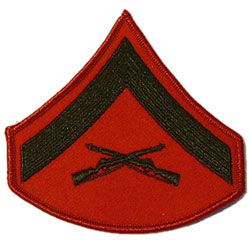 USMC Lance Corporal E-3 Green on Red Embroidered Chevrons - Marine ...