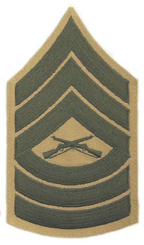 USMC Master Sergeant E-8 Green on Khaki Embroidered Chevrons - Marine ...
