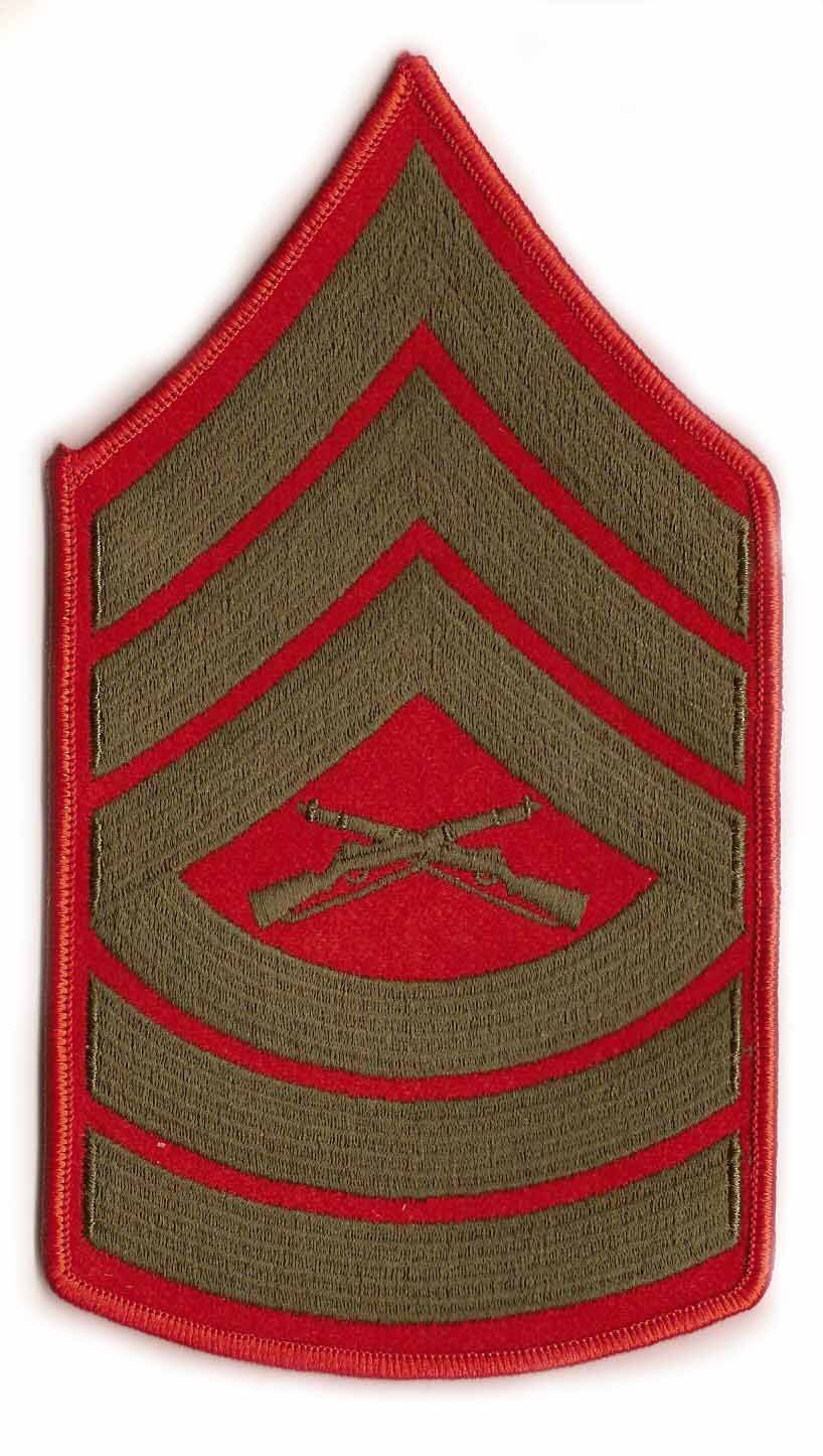 USMC Master Sergeant E-8 Green on Red Embroidered Chevrons - Marine ...