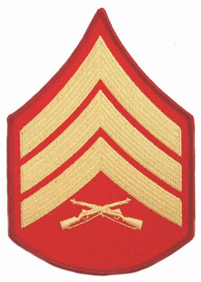 USMC Sergeant E-5 Gold on Red Embroidered Chevrons - Marine Corps ...