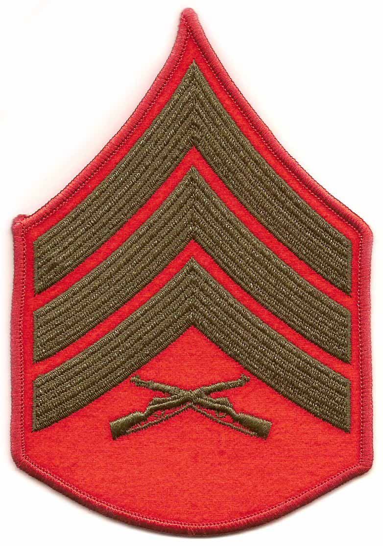 USMC Sergeant E-5 Green on Red Embroidered Chevrons - Marine Corps ...