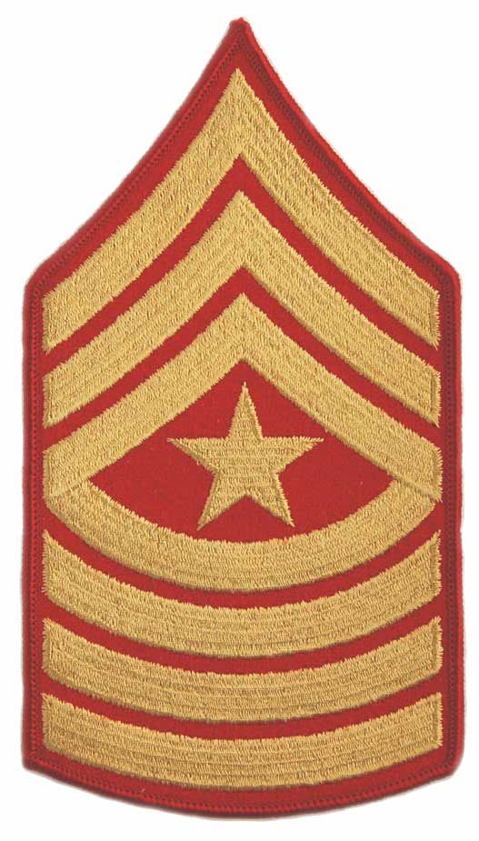 USMC Sergeant Major E-9 Gold on Red Embroidered Chevrons - Marine Corps ...