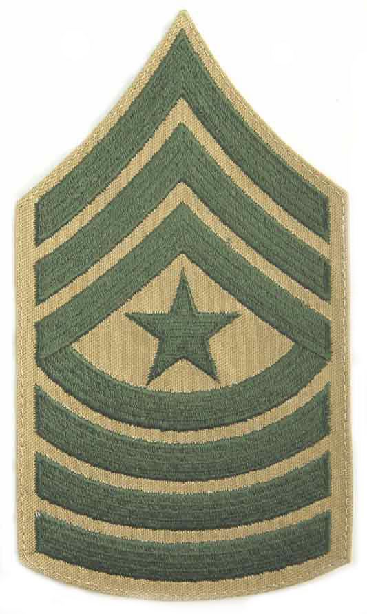 USMC Sergeant Major E-9 Green on Khaki Embroidered Chevrons - Marine ...
