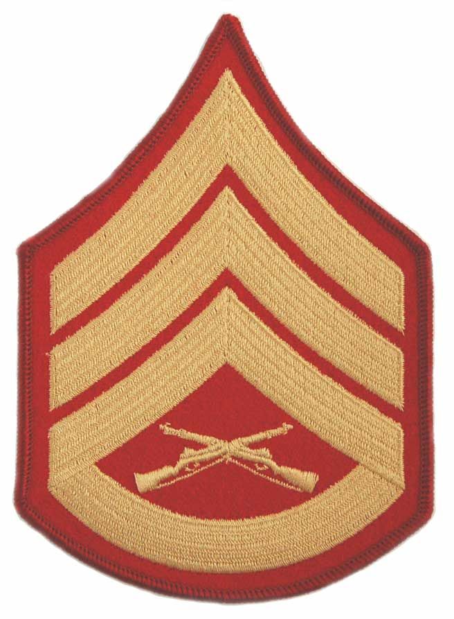 USMC Staff Sergeant E-6 Gold on Red Embroidered Chevrons - Marine Corps ...