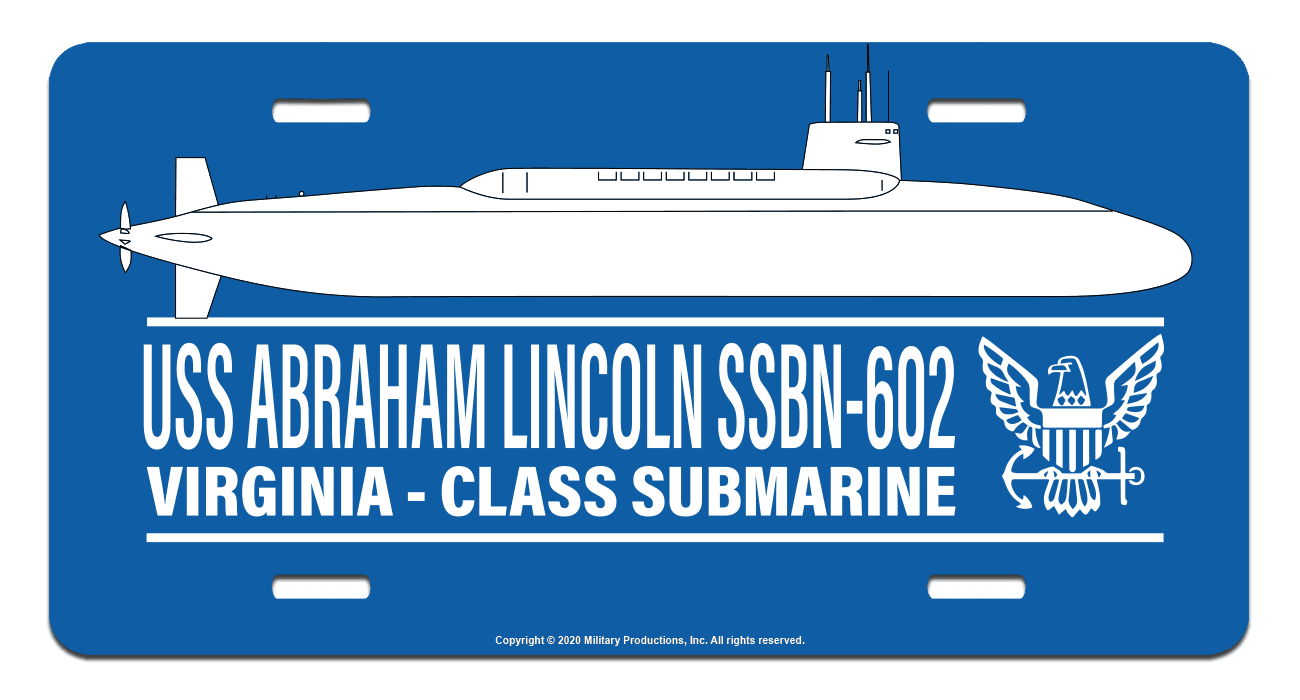 USS Abraham Lincoln SSBN-602 License Plate - US Navy Submarine License ...