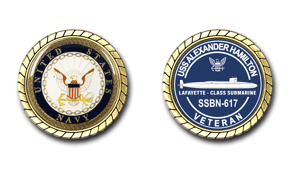 USS Alexander Hamilton SSBN-617 Silhouette Veteran Challenge Coin - US ...