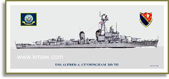USS Alfred A. Cunninham DD-752 in 1950's Print - Destroyers A-F ...