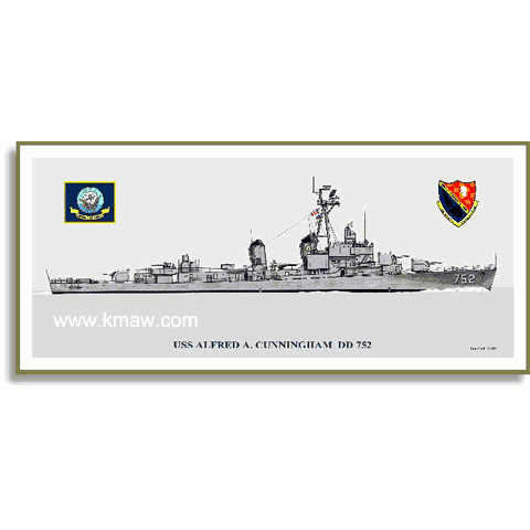 USS Alfred A. Cunninham DD-752 in 1950's Print - Destroyers A-F ...