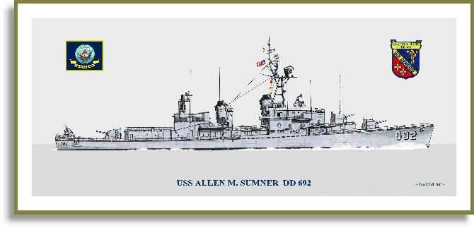 USS Allen M. Sumner DD-692 1960's Print - Destroyers A-F - PriorService.com