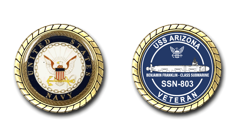 USS Arizona SSN-803 Silhouette Veteran Challenge Coin - US Navy ...