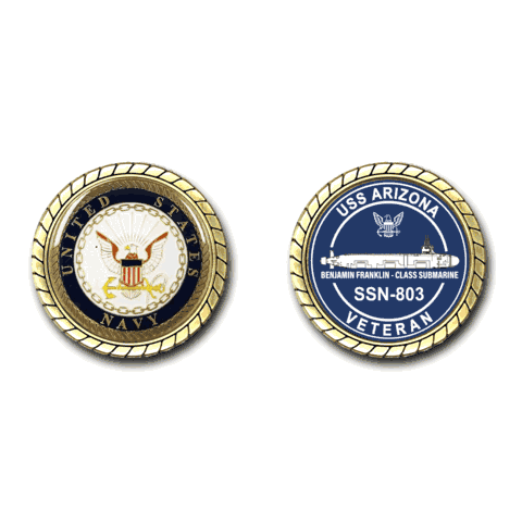 USS Arizona SSN-803 Silhouette Veteran Challenge Coin - US Navy ...