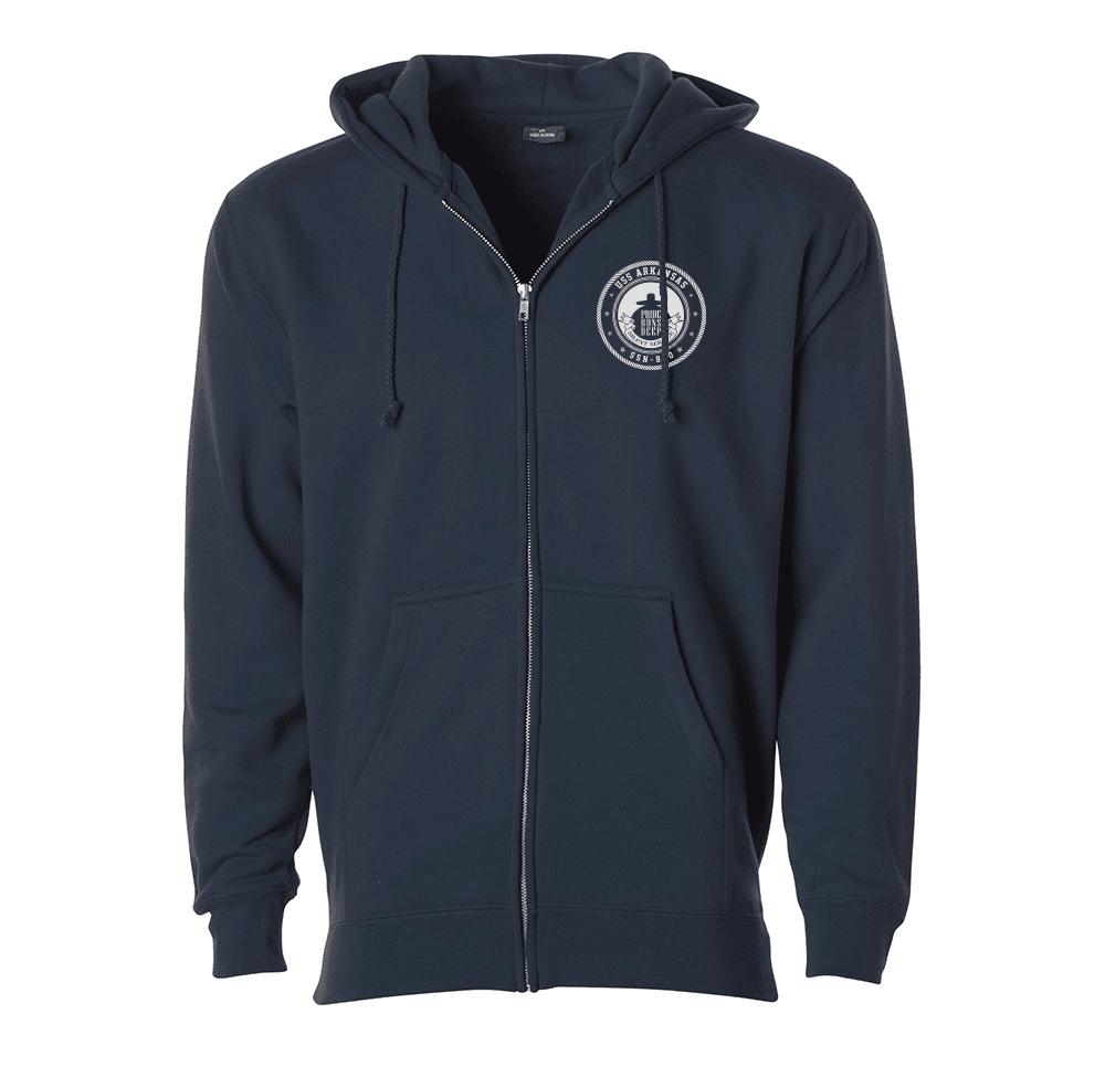 USS Arkansas SSN-800 Full-Zip Hooded Sweatshirt - New Submarine Full ...