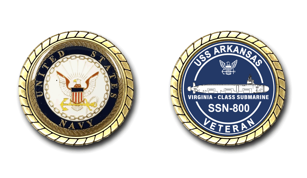 USS Arkansas SSN-800 Silhouette Veteran Challenge Coin - US Navy ...