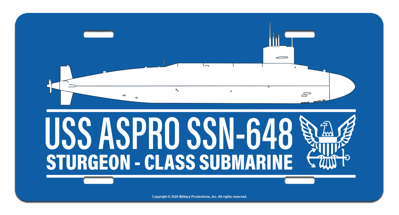 USS Aspro SSN-648 License Plate - US Navy Submarine License Plates ...