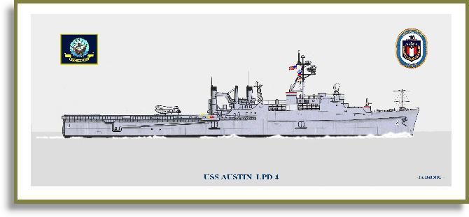 USS Austin LPD-4 in 1980s Ship Print - New Ship Prints - PriorService.com