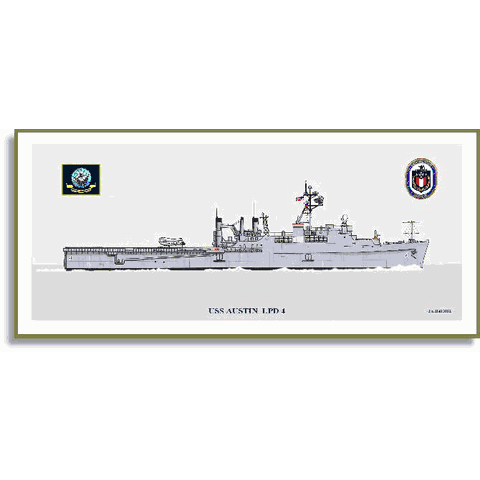 USS Austin LPD-4 in 1980s Ship Print - New Ship Prints - PriorService.com