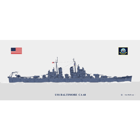 USS Baltimore CA-68 in WWII Print - Cruiser Prints - PriorService.com