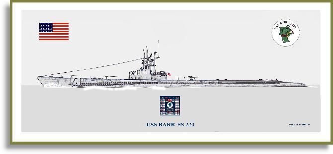 USS Barb SS-220 in WWII Ship Print - Submarines A-F - PriorService.com