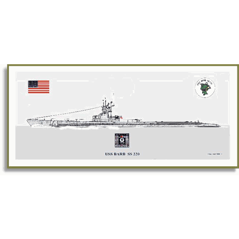 USS Barb SS-220 in WWII Ship Print - Submarines A-F - PriorService.com
