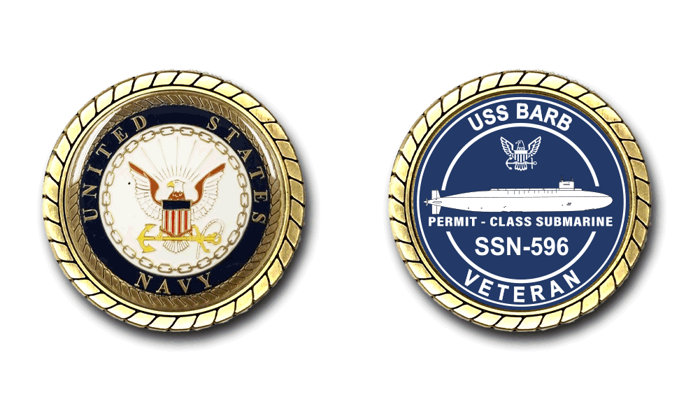 USS Barb SSN-596 Silhouette Veteran Challenge Coin - US Navy Submarine ...