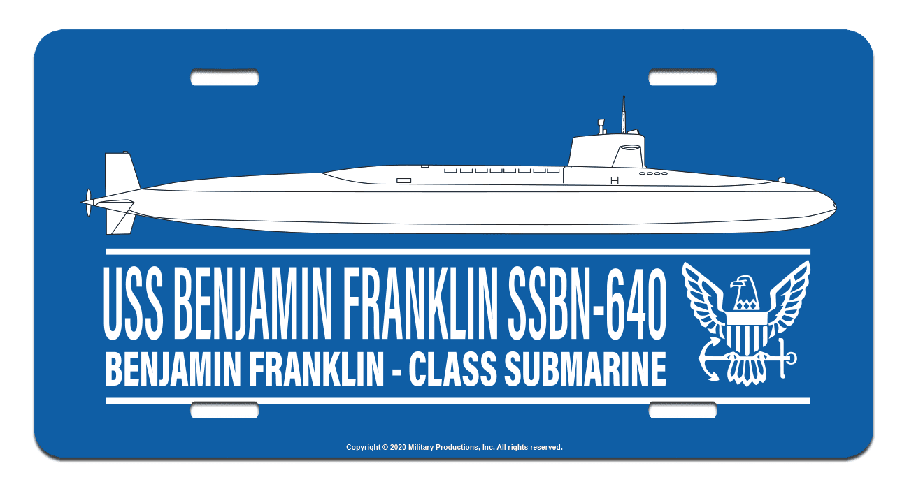 USS Benjamin Franklin SSBN-640 License Plate - US Navy Submarine ...