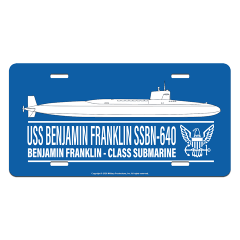 USS Benjamin Franklin SSBN-640 License Plate - US Navy Submarine ...