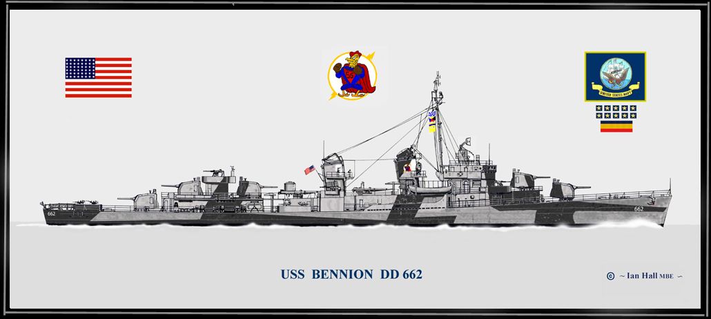 USS Bennion DD-662 WW2 Print - Destroyer Prints - PriorService.com