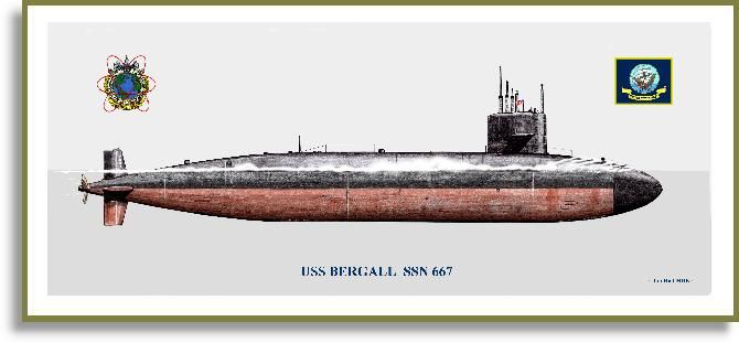 USS Bergall SSN-667 Ship Print - Submarines A-F - PriorService.com