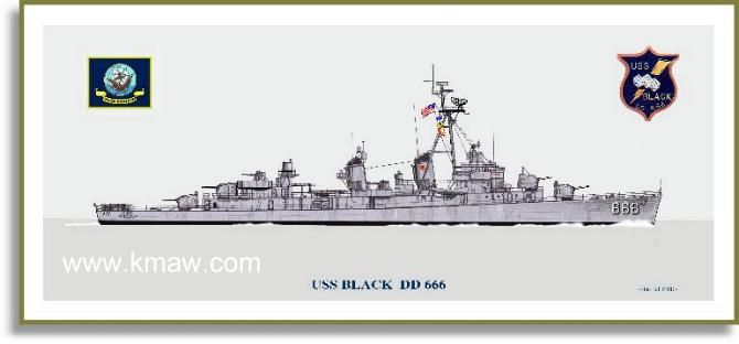 USS Black DD-666 Print - Destroyers A-F - PriorService.com