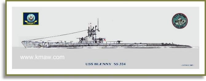 USS Blenny SS-324 in WWII Print - Submarines A-F - PriorService.com