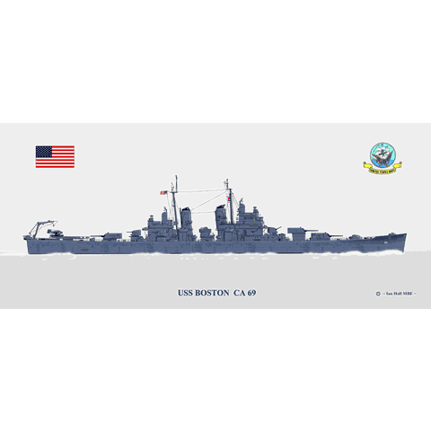 USS Boston CA-69 in WWII Print - Cruiser Prints - PriorService.com