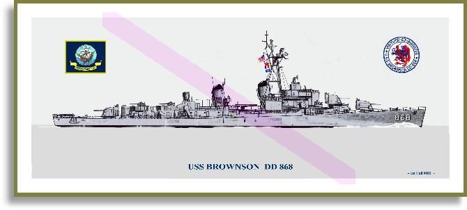 USS Brownson DD-868 in 1950's Print - Destroyers A-F - PriorService.com