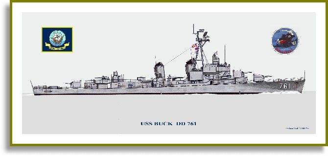 USS Buck DD-761 in 1950's Print - Destroyers A-F - PriorService.com