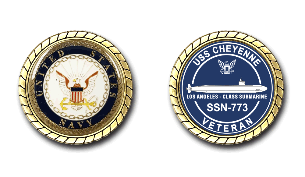 USS Cheyenne SSN-773 Silhouette Veteran Challenge Coin - US Navy ...