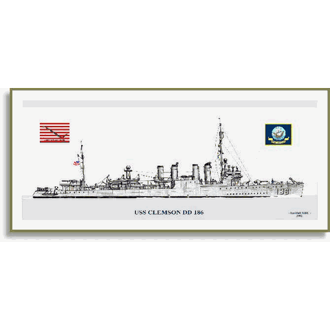 USS Clemson DD-186 Print - Destroyers A-F - PriorService.com