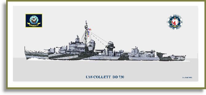 USS Collett DD-730 in WWII Ship Print - New Ship Prints - PriorService.com