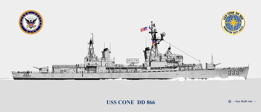USS Cone DD-866 in 1960s Print - Destroyer Prints - PriorService.com