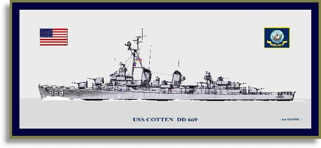 USS Cotten DD-669 in 1960s Ship Print - Destroyers A-F - PriorService.com