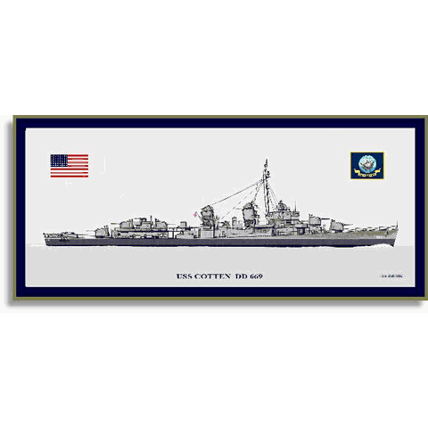 USS Cotten DD-669 in WWII Ship Print - Destroyers A-F - PriorService.com